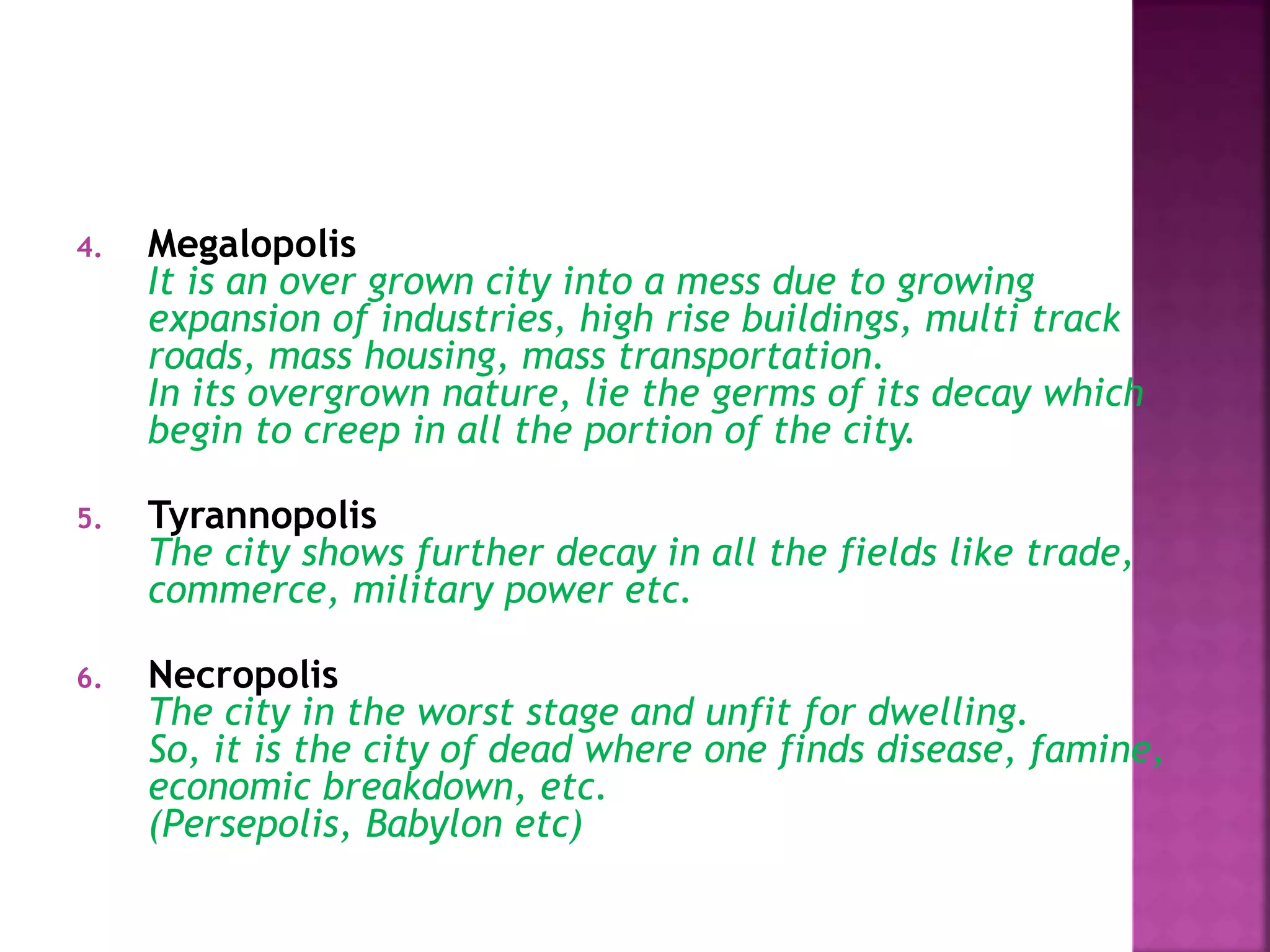 Stages in the growth of towns | PPTX