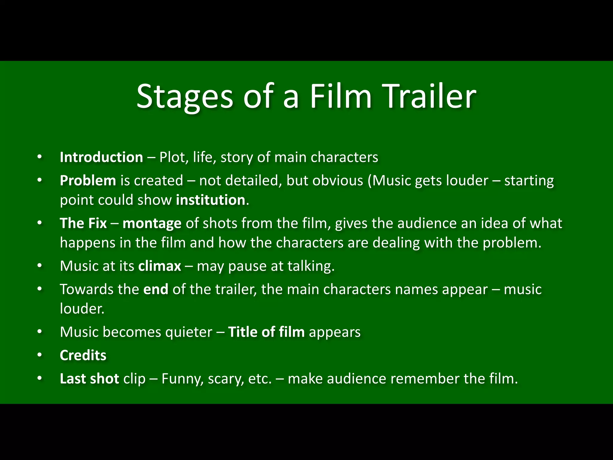 Stages of a film trailer | PPTX