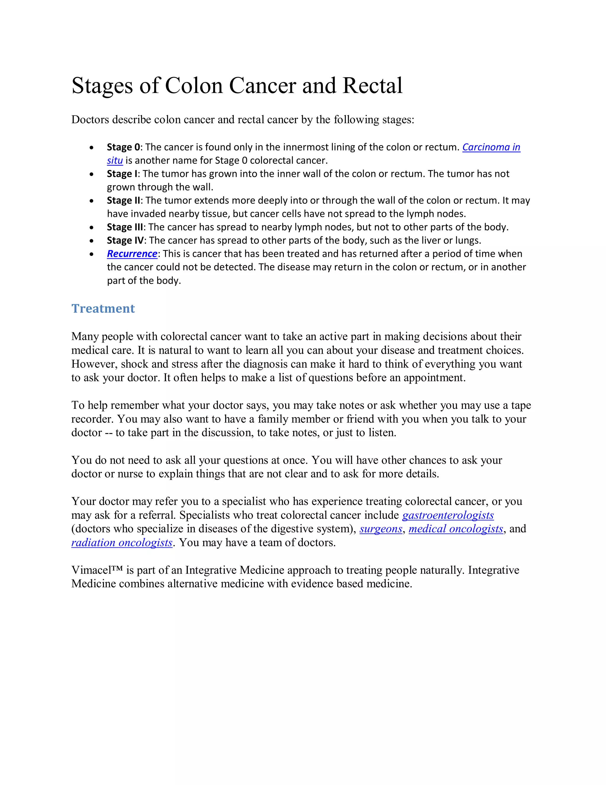 Stages of colon cancer and rectal | PDF