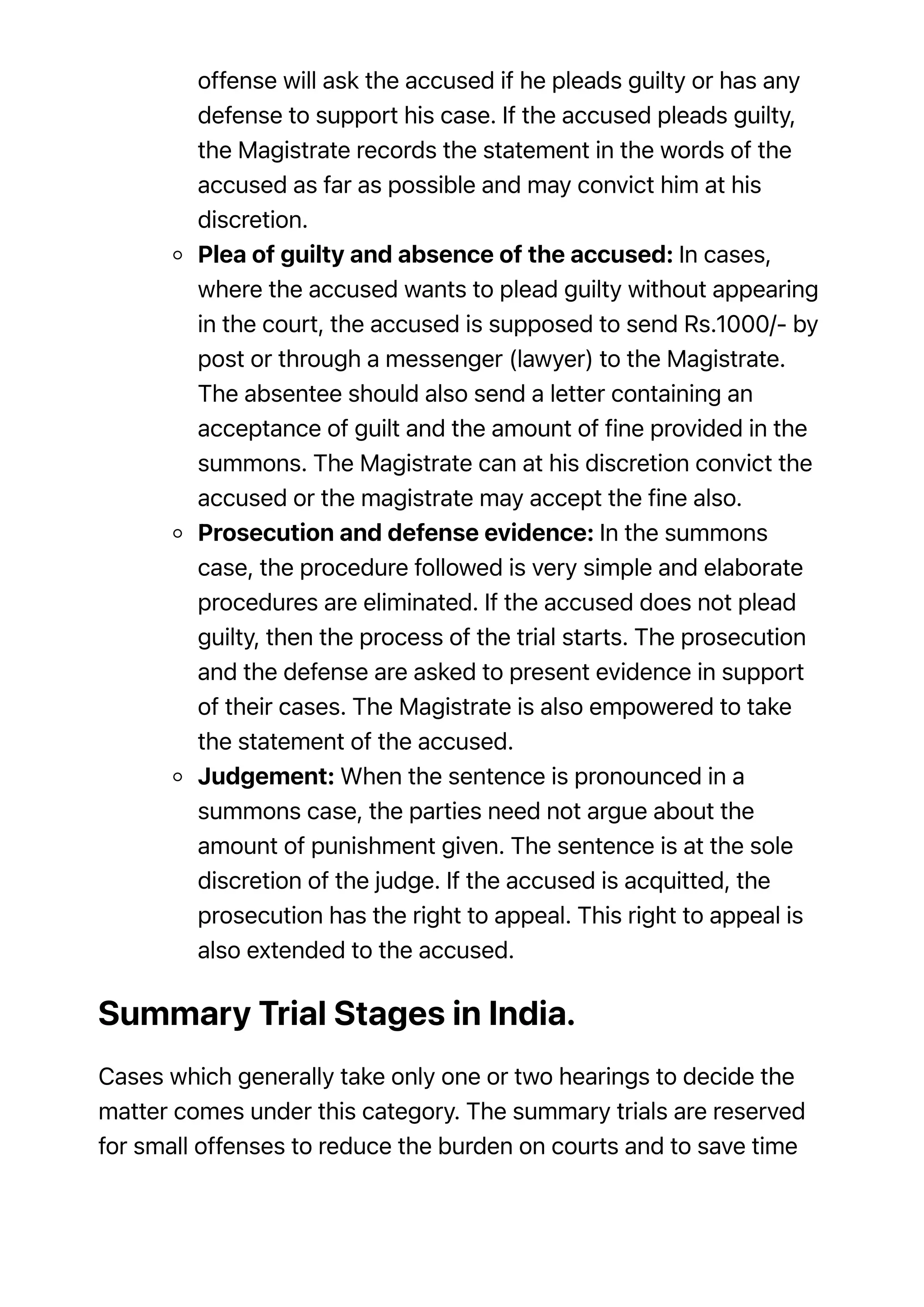 Various stages of a Criminal trial In India | PDF