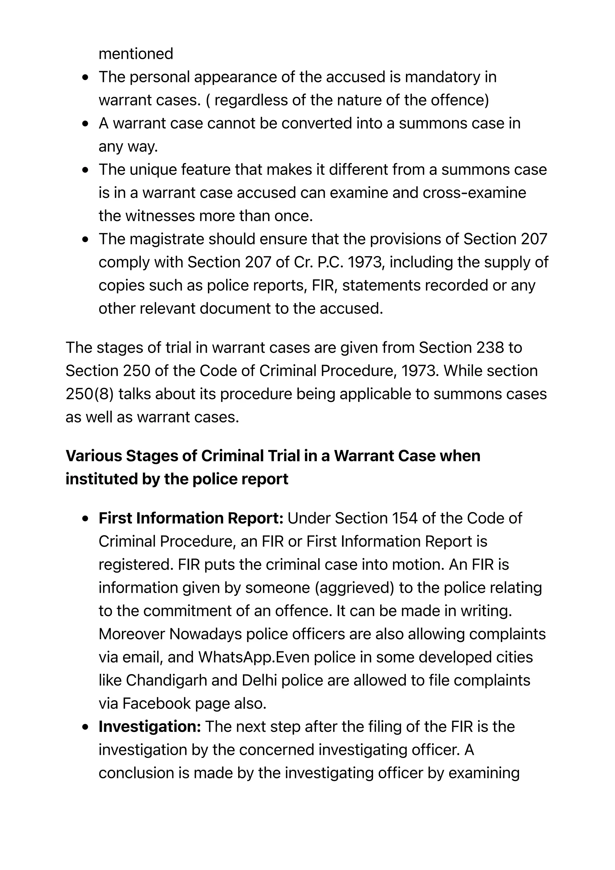 Various stages of a Criminal trial In India | PDF