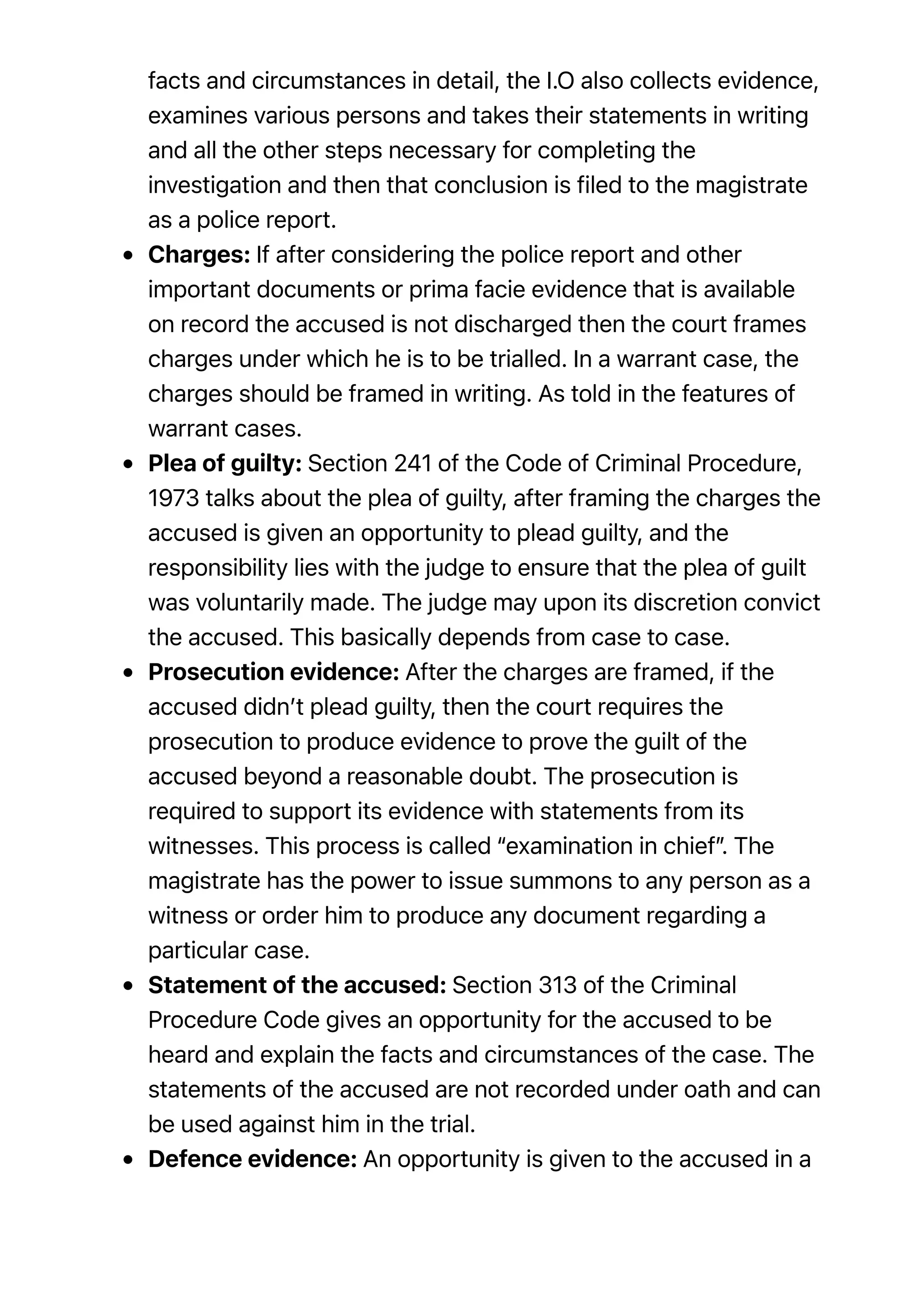 Various stages of a Criminal trial In India | PDF