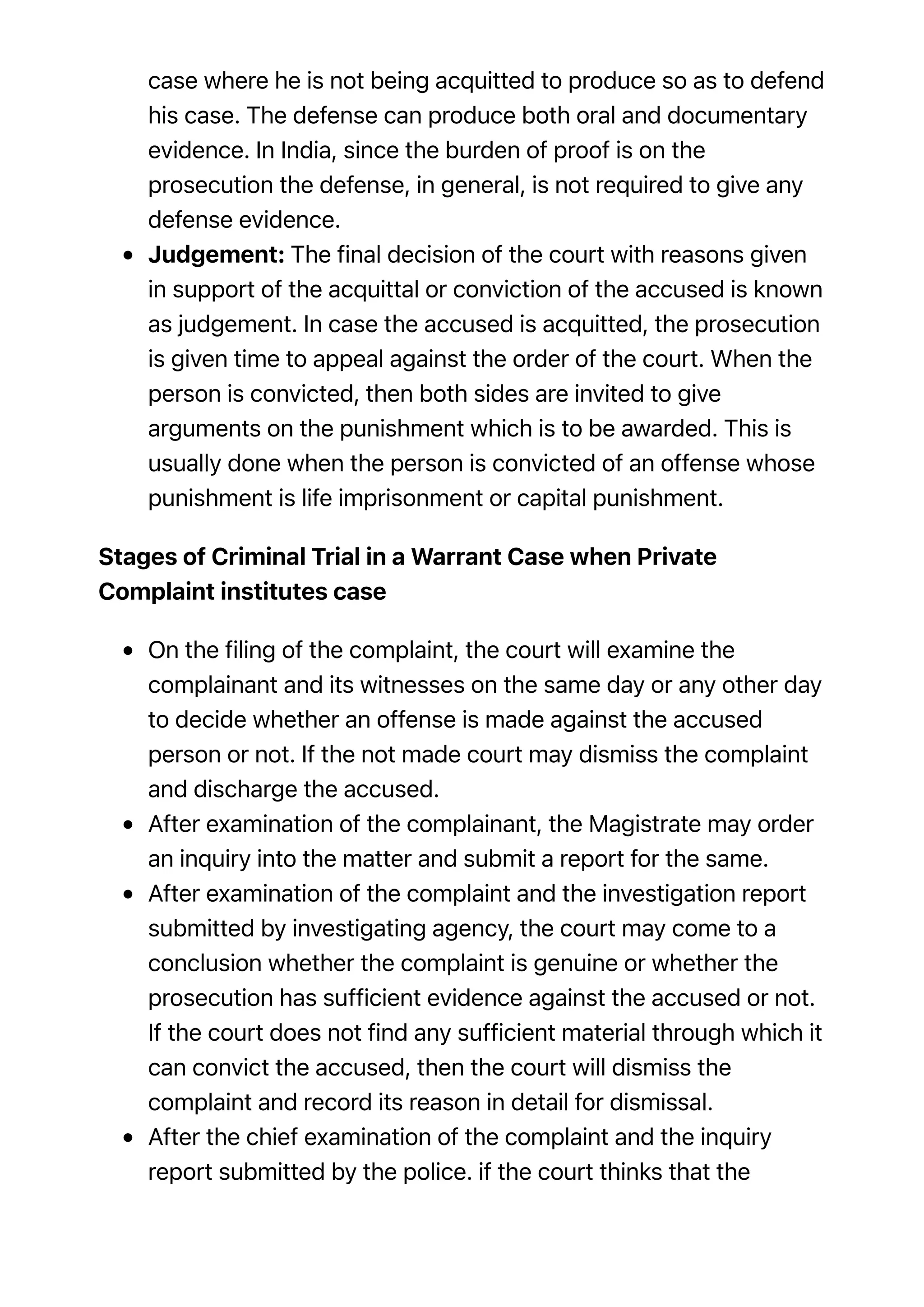 Various stages of a Criminal trial In India | PDF