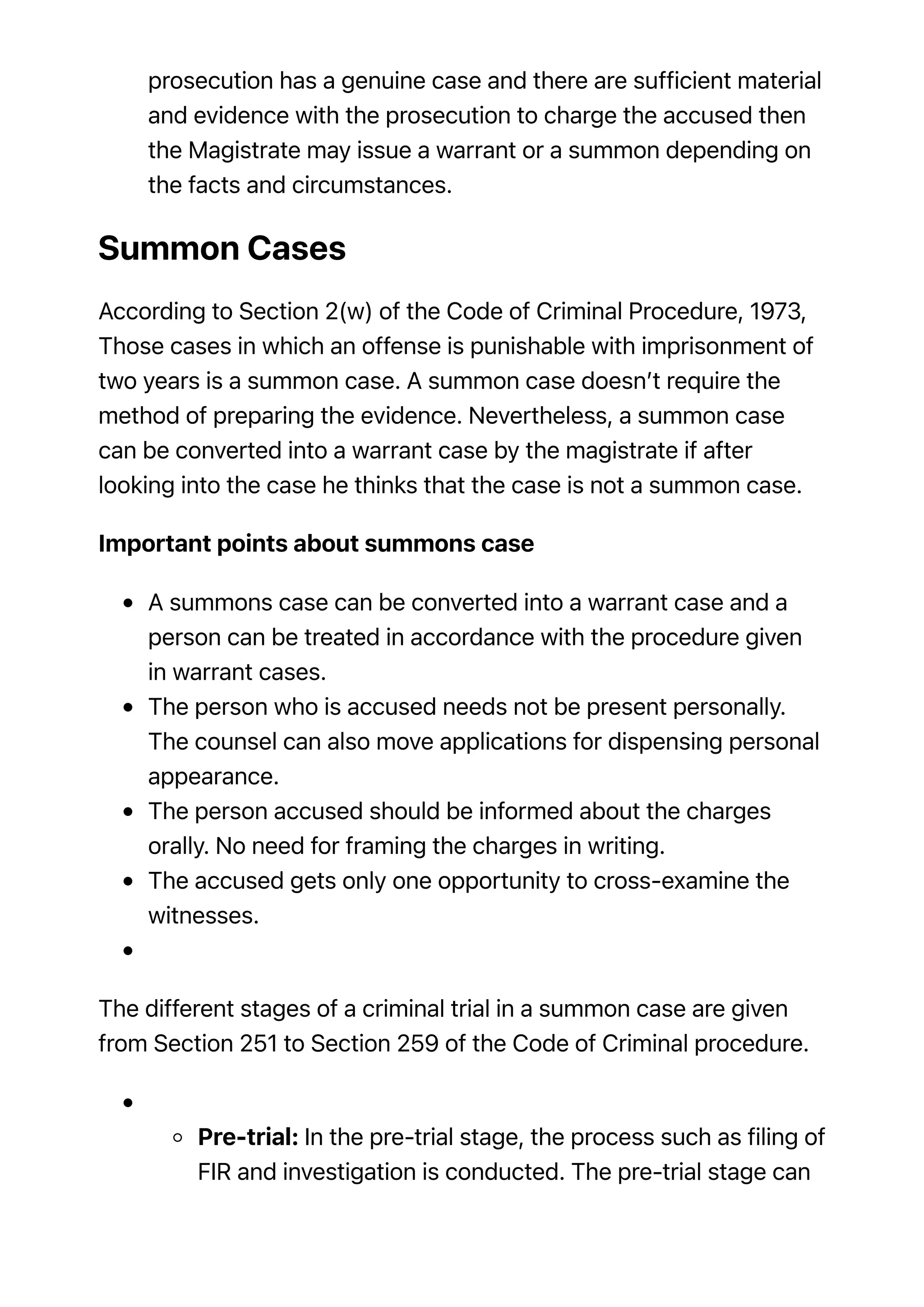 Various stages of a Criminal trial In India | PDF