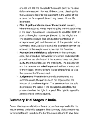 Various stages of a Criminal trial In India | PDF