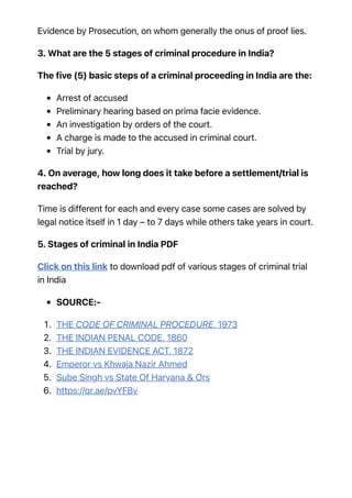 Various stages of a Criminal trial In India | PDF