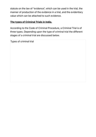 Various stages of a Criminal trial In India | PDF