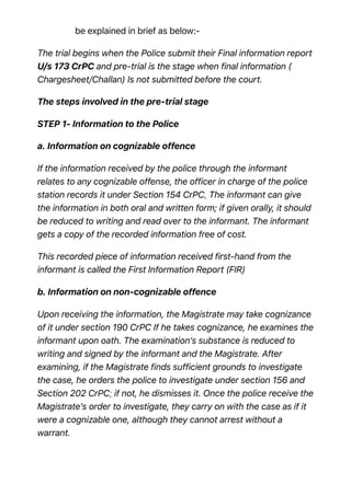 Various stages of a Criminal trial In India | PDF
