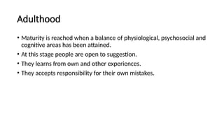 Stages of Human Development : Prenatal Period to Old Age | PPTX