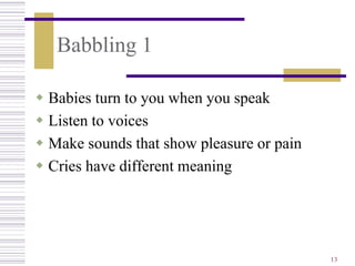 Stages of first language learning | PPT