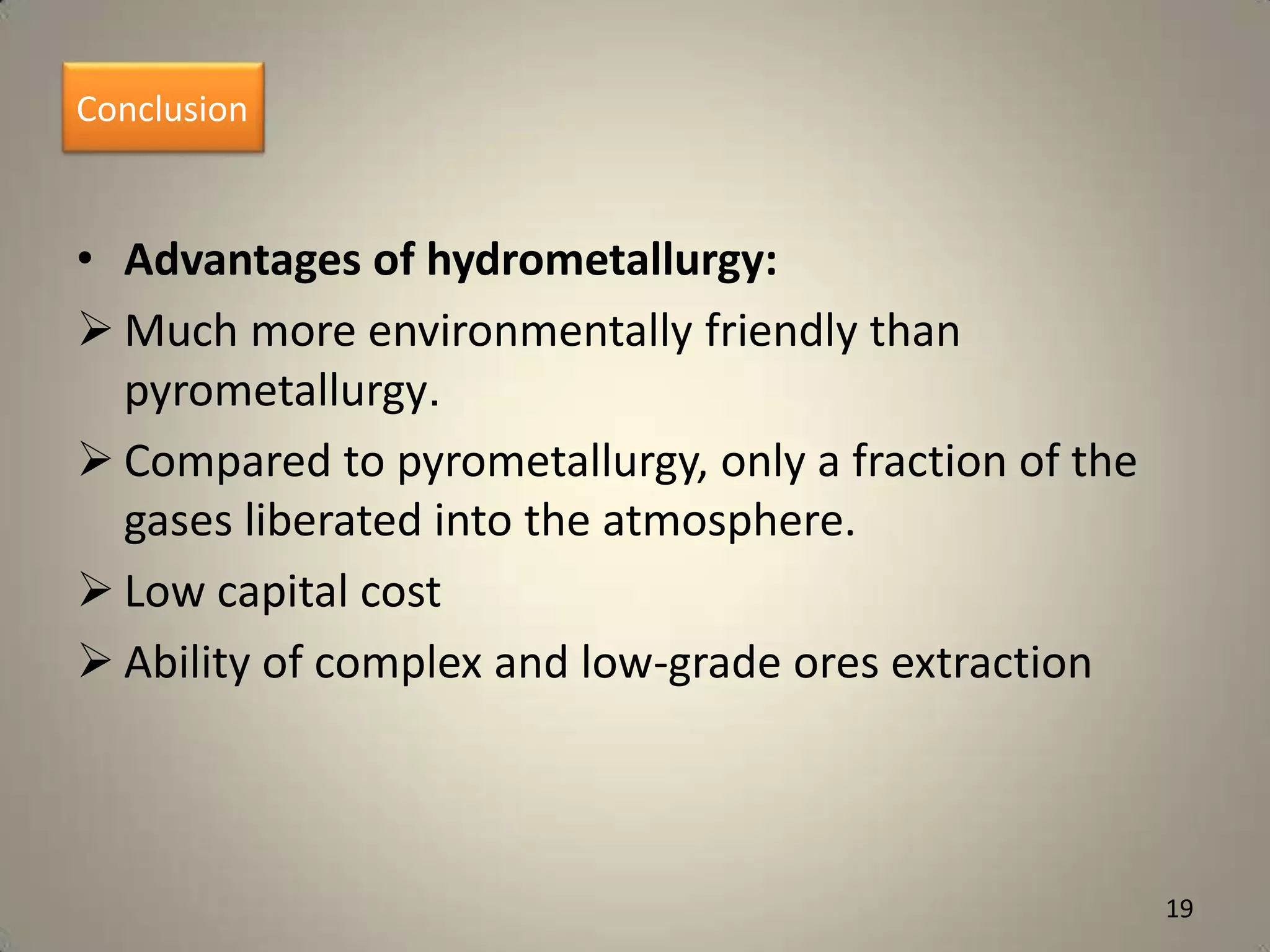 Stages of hydrometallurgical processes | PPTX