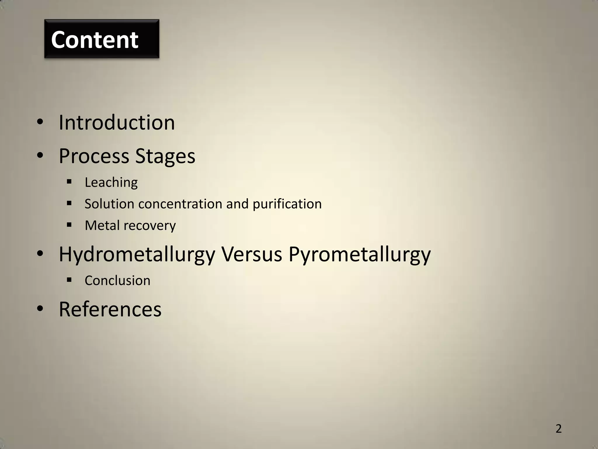 Stages of hydrometallurgical processes | PPTX