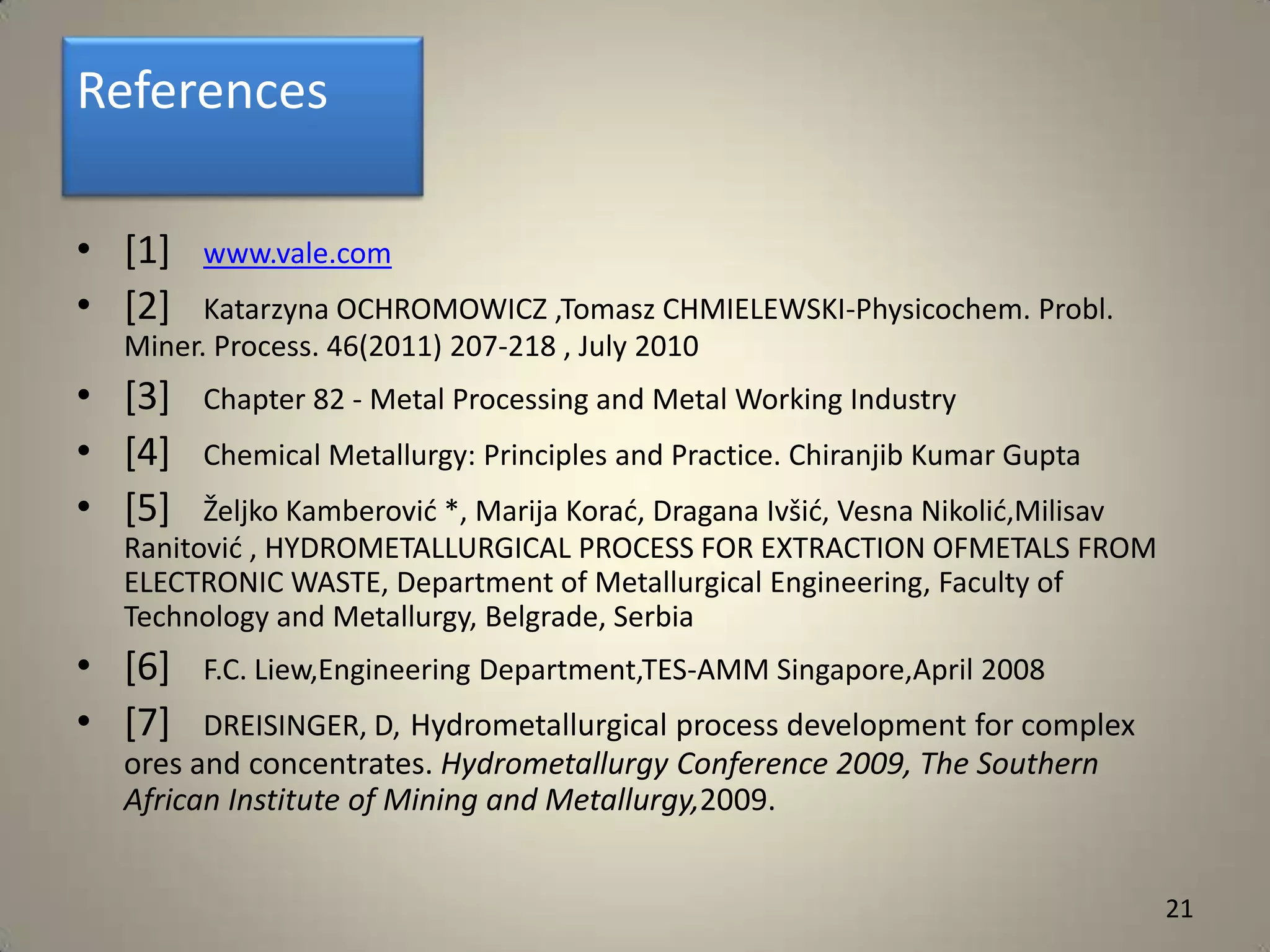 Stages of hydrometallurgical processes | PPTX