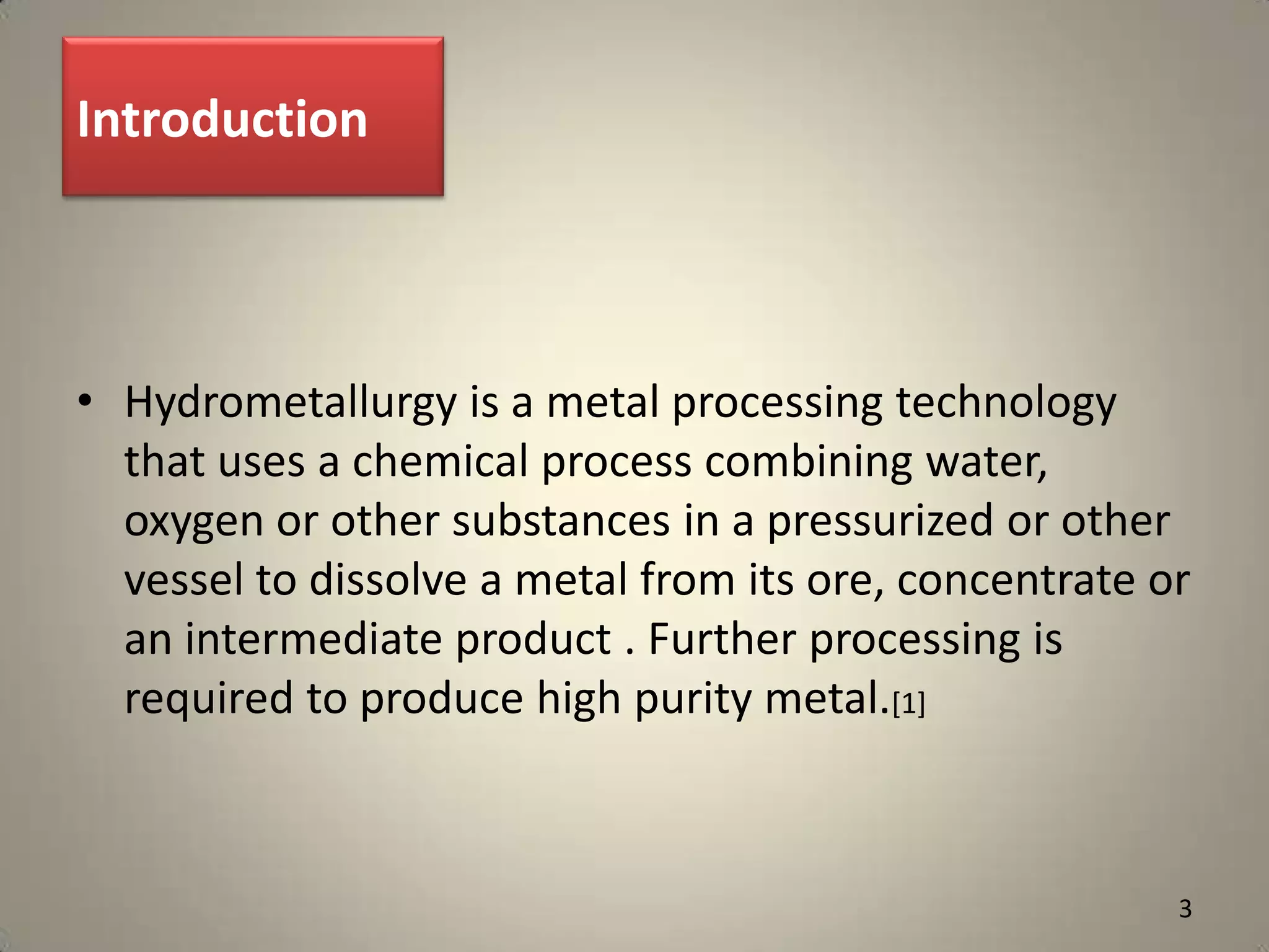 Stages of hydrometallurgical processes | PPTX