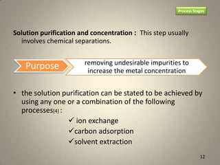 Stages of hydrometallurgical processes | PPTX