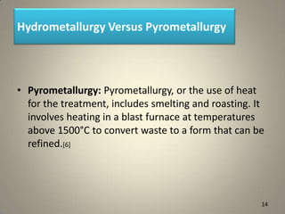 Stages of hydrometallurgical processes | PPTX