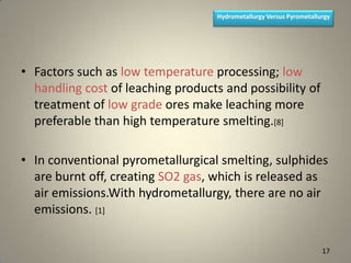 Stages of hydrometallurgical processes | PPTX