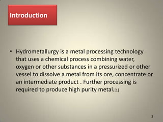 Stages of hydrometallurgical processes | PPT