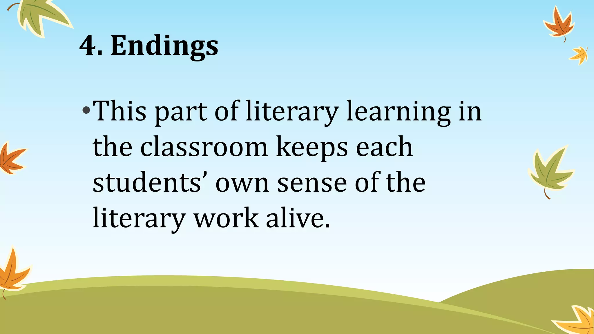 Stages of literature learning in the classroom sir literal | PPTX