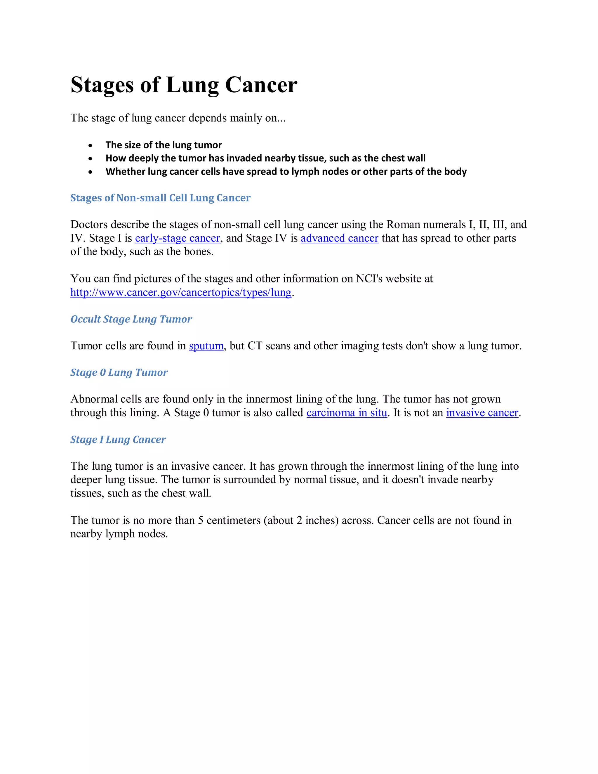 Stages of lung cancer | PDF | Lung and Respiratory Health | Diseases ...
