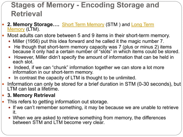 Stages of memory encoding storage and retrieval | PPTX