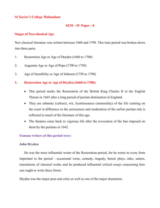 Stages of neo classical age | PDF