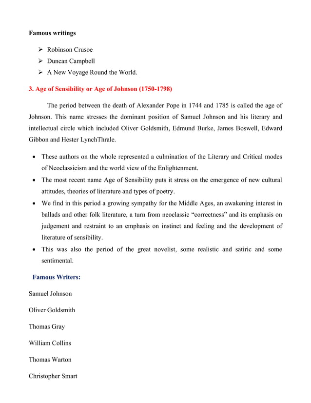 Stages of neo classical age | PDF