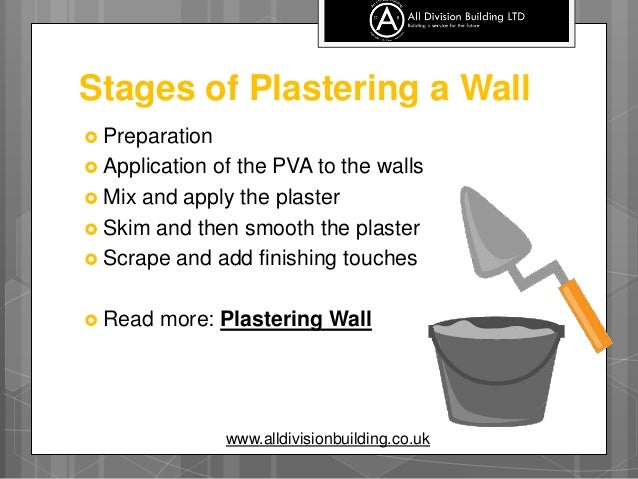 Stages of plastering a wall