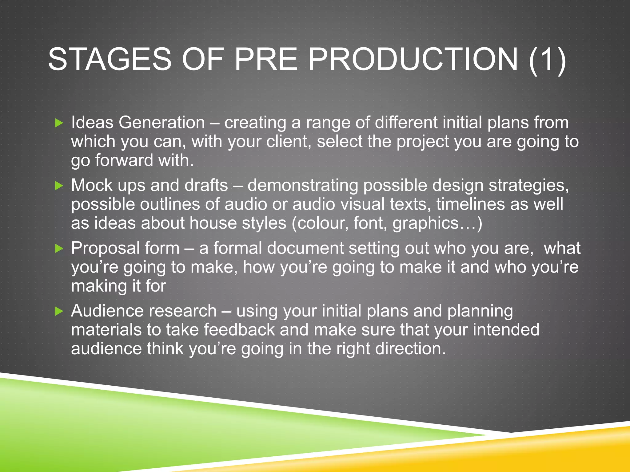Stages of pre production and planning | PPT