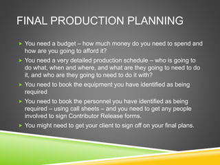Stages of pre production and planning | PPT