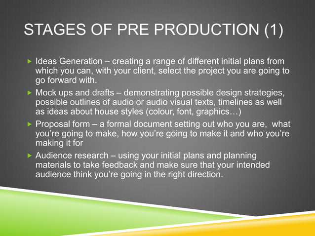 Stages of pre production and planning | PPT