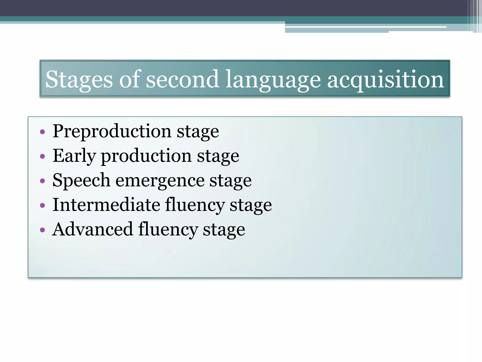 Stages of second language acquisition | PDF
