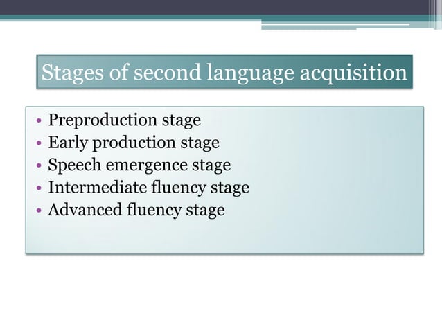 Stages of second language acquisition | PDF | Homework and Study ...