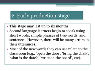 Stages of second language acquisition | PDF