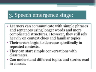 Stages of second language acquisition | PDF