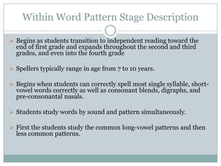 The Stages of spelling | PPTX