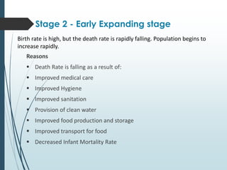 Stages of the demographic transitional model | PPTX