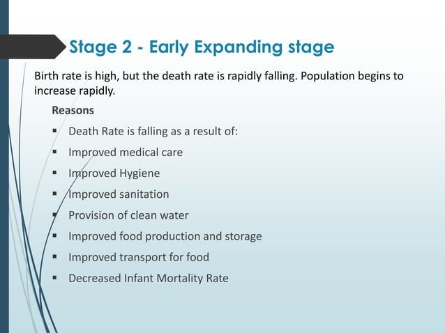 Stages of the demographic transitional model | PPT