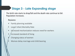 Stages of the demographic transitional model | PPTX