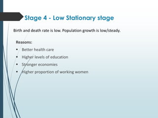 Stages of the demographic transitional model | PPTX
