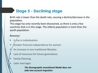 Stages of the demographic transitional model | PPTX