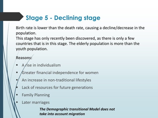 Stages of the demographic transitional model | PPT