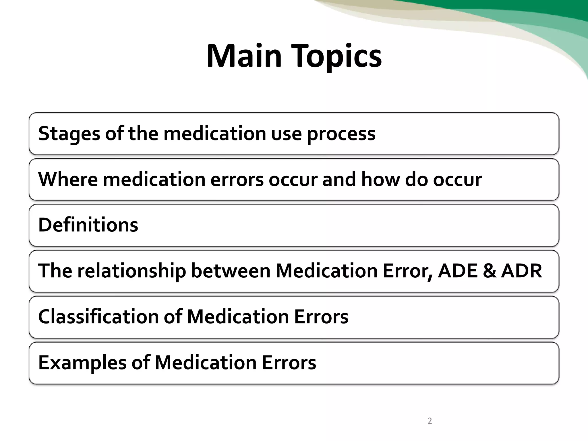 Stages of the medication use process and medication errors | PPTX