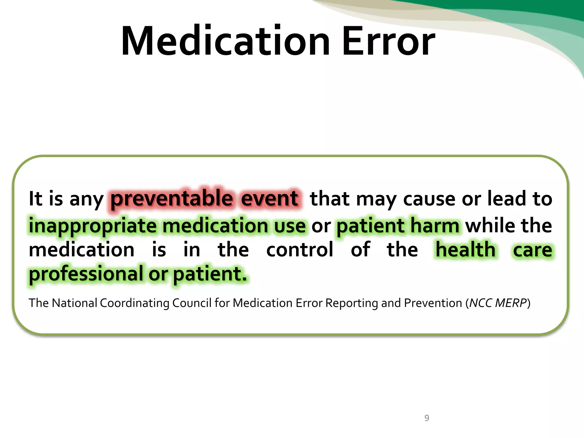 Stages of the medication use process and medication errors | PPTX