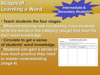 Stages of word learning | PPTX | Education