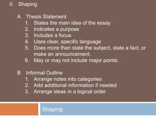 Stages of writing an essay | PPTX