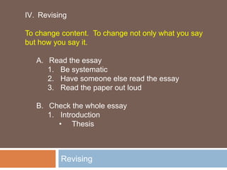 Stages of writing an essay | PPTX