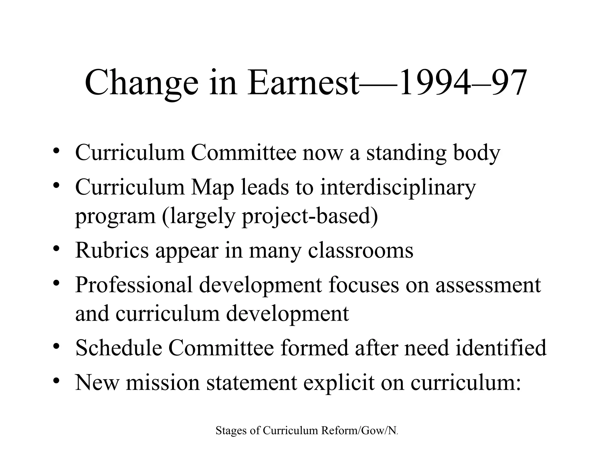 Stages of Curriculum Reform | PPT | Education