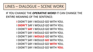 Stage terminology fo actors part 3 speech scene work | PPT