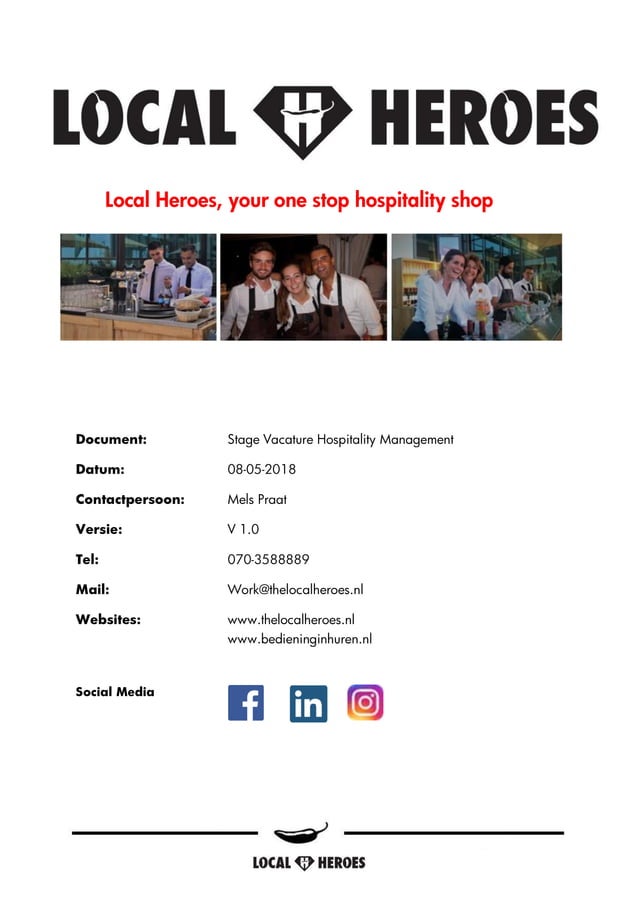 Local Heroes: Stage vacature hospitality management | PDF